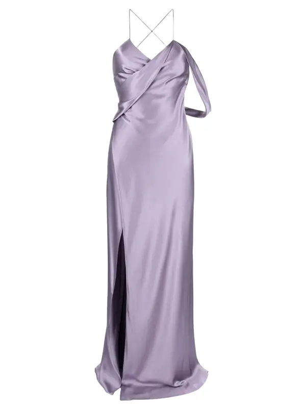 Michelle Mason V-neck Silk Maxi Dress - Purple