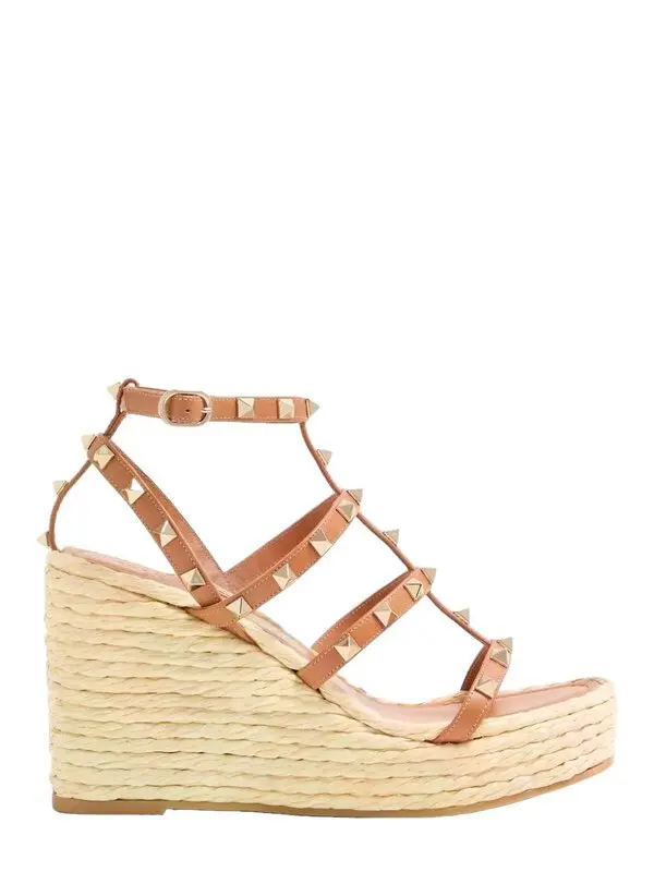 Valentino Garavani Rockstud Wedge Sandals - Brown