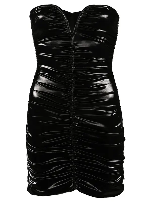 NISSA Faux-leather Mini Dress - Black