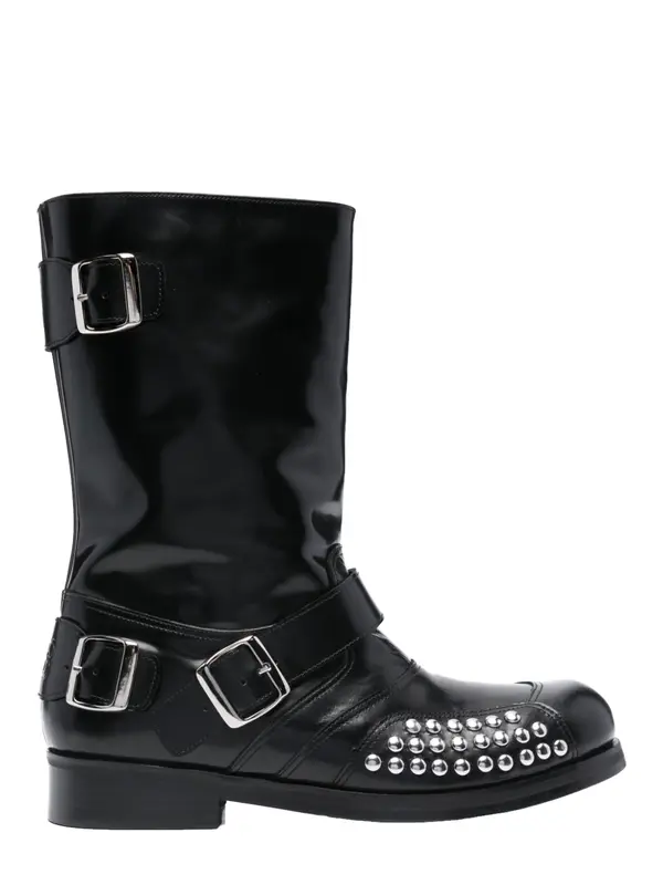 STEFAN COOKE Leather Biker Boots - Black