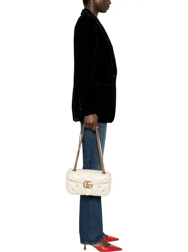 Gucci Small Gg Marmont Shoulder Bag - White