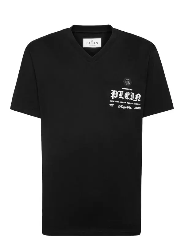 Philipp Plein Logo-print V-neck T-shirt - Black