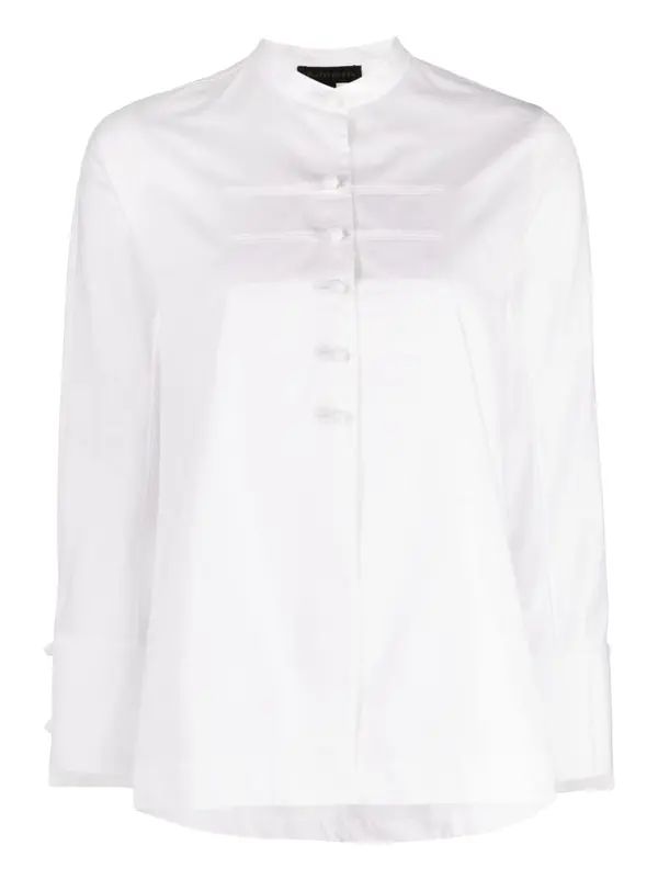Shiatzy Chen Band-collar Poplin Shirt - White