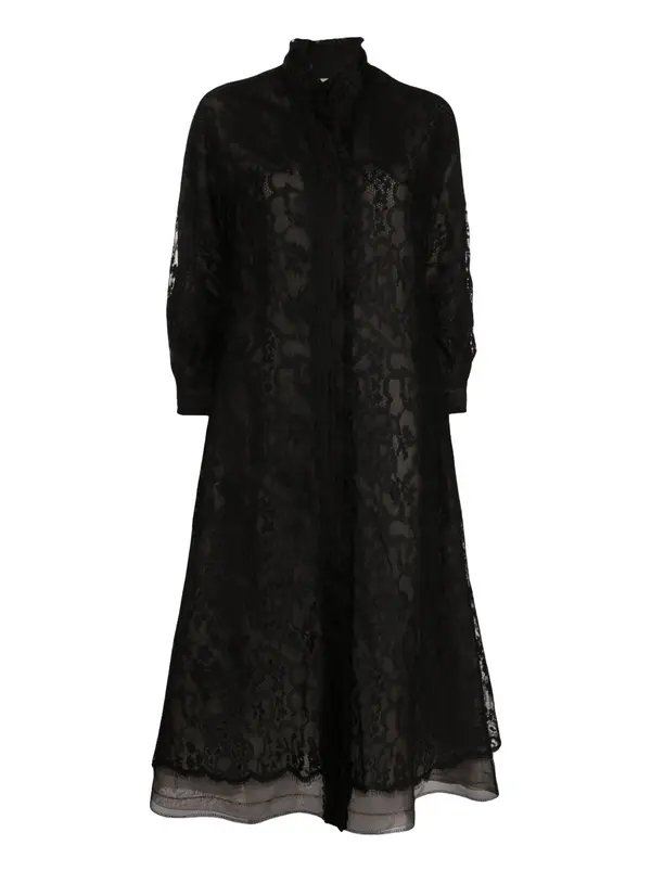 Shiatzy Chen Lace Pleated Single-breasted Coat - Black