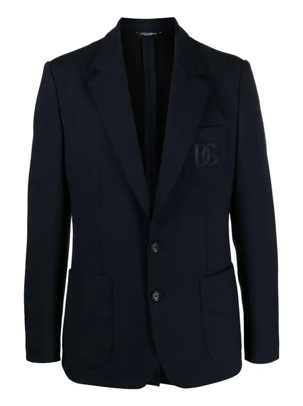 Dolce & Gabbana Portofino Logo-embroidered Blazer - Blue