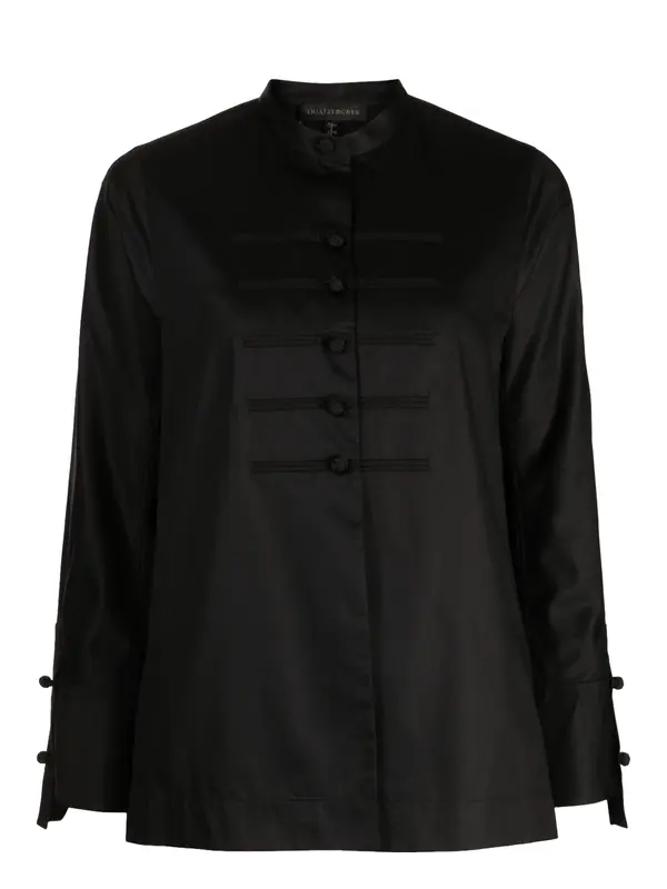Shiatzy Chen Knotted-button Poplin Shirt - Black