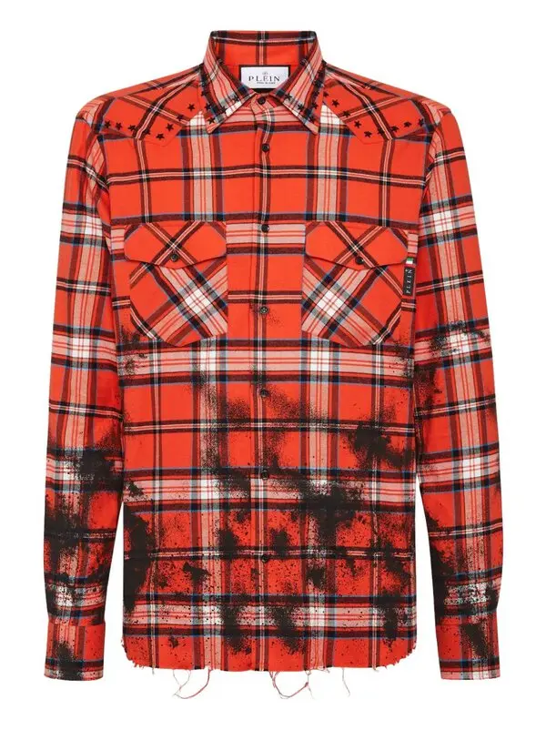 Philipp Plein Gothic Plein Tartan-print Shirt - Black