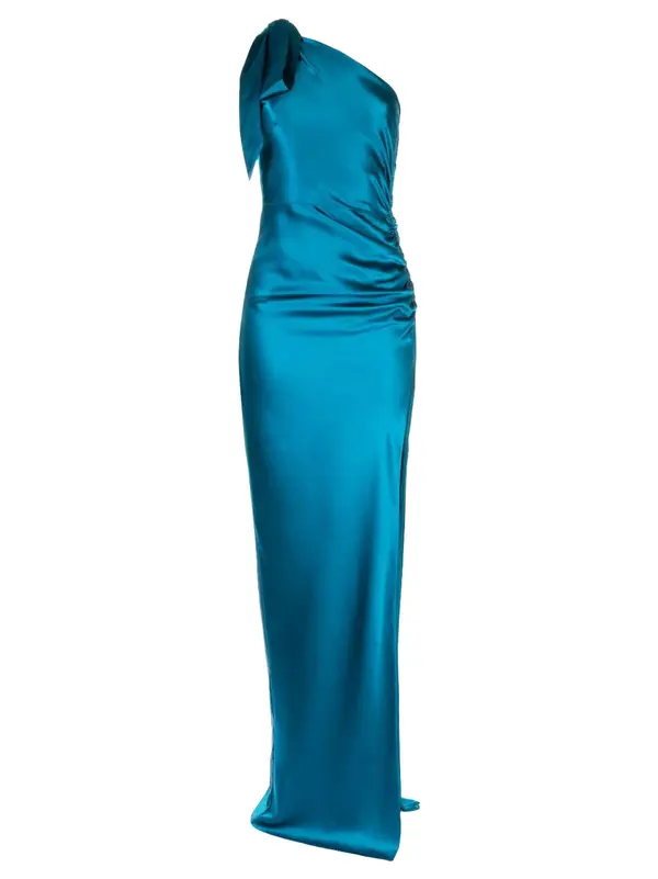 Michelle Mason Asymmetric Silk Maxi Gown - Blue
