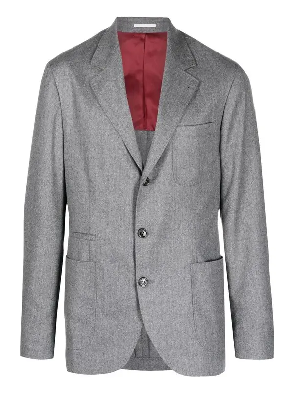 Brunello Cucinelli Single-breasted Wool Blazer - Grey