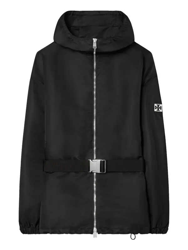 Tory Burch Logo-appliqué Hooded Jacket - Black