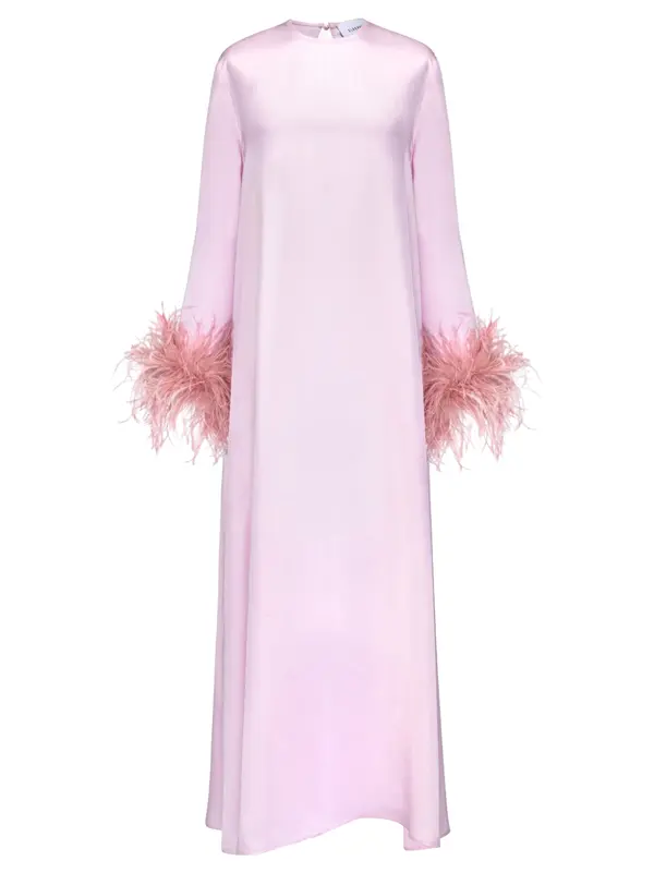 Sleeper Suzi Detachable Feather-cuffs Maxi Dress - Pink