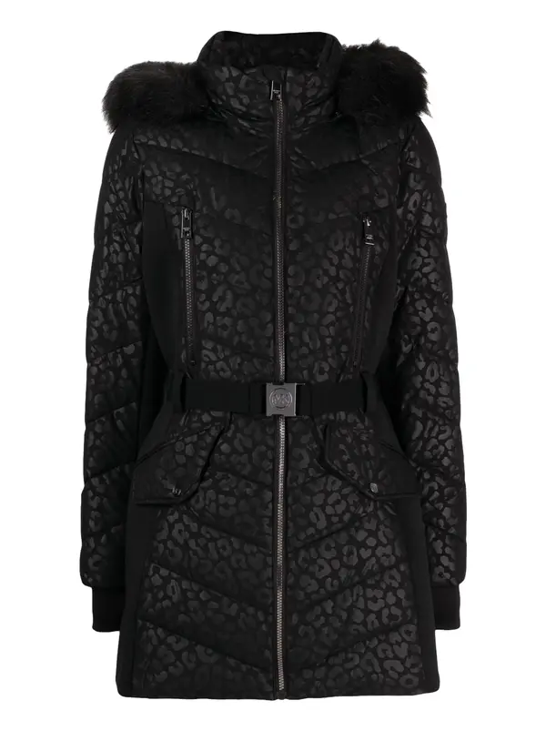 Michael Kors Leopard-print Puffer Coat - Black