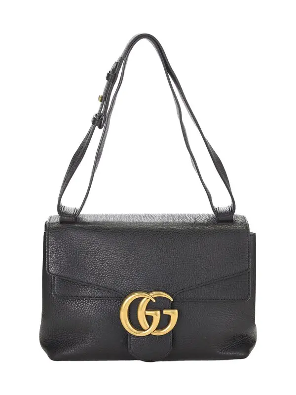 Gucci Leather Gg Marmont Shoulder Bag - Black