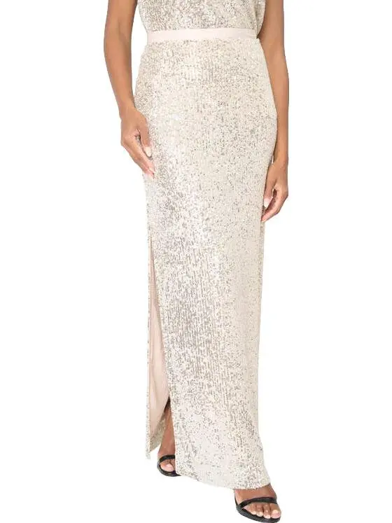 GIBSONLOOK Sequin Maxi Skirt With Slit - Champagne