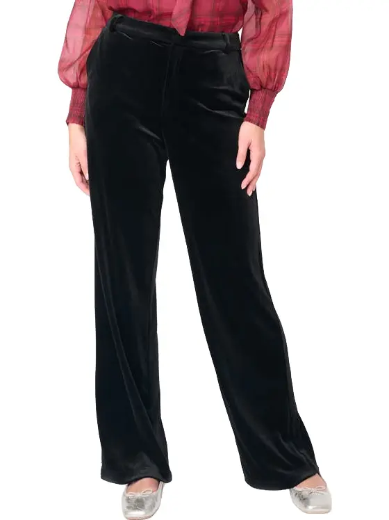 GIBSONLOOK Lindsey Velvet Wide Leg Pants - Black