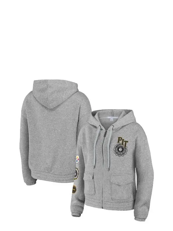 WEAR BY ERIN ANDREWS Pittsburgh Steelers Full-zip Hoodie - Heather Gray