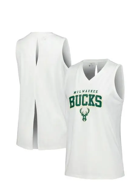 LEVELWEAR Milwaukee Bucks Paisley Peekaboo Tank Top - White