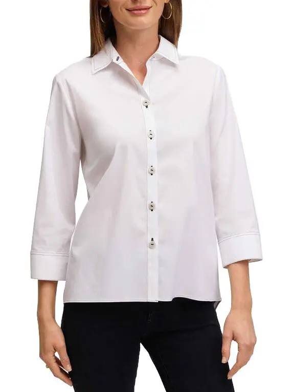 Foxcroft Kelly Button-up Shirt - White/ Black