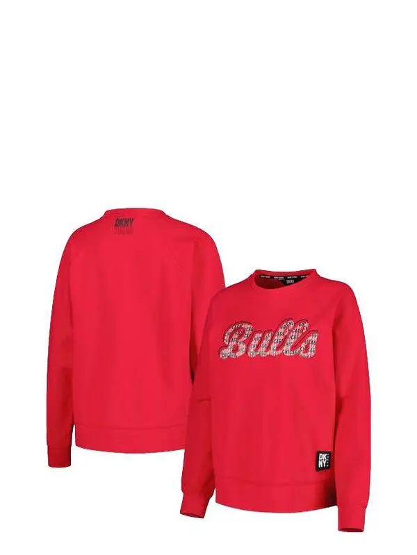 Dkny Chicago Bulls Regina Raglan Pullover Sweatshirt - Red