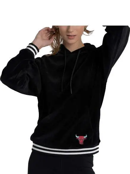 LUSSO Chicago Bulls Velour Pullover Hoodie - Black