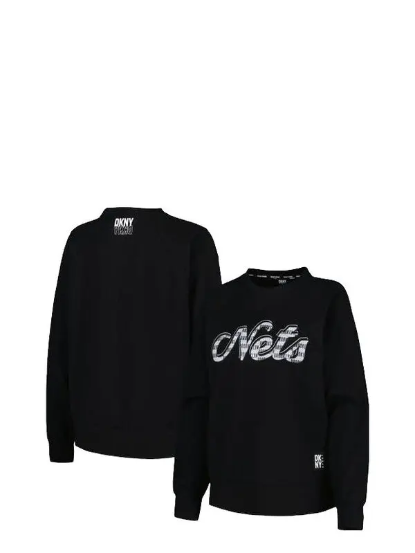 Dkny Brooklyn Nets Regina Raglan Pullover Sweatshirt - Black
