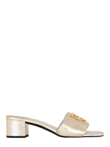 Givenchy 4g Block Heel Slide Sandal - Dusty Gold