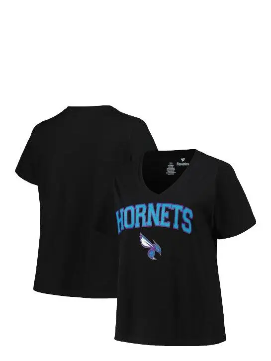 Profile Charlotte Hornets Arch Logo V-neck T-shirt - Black