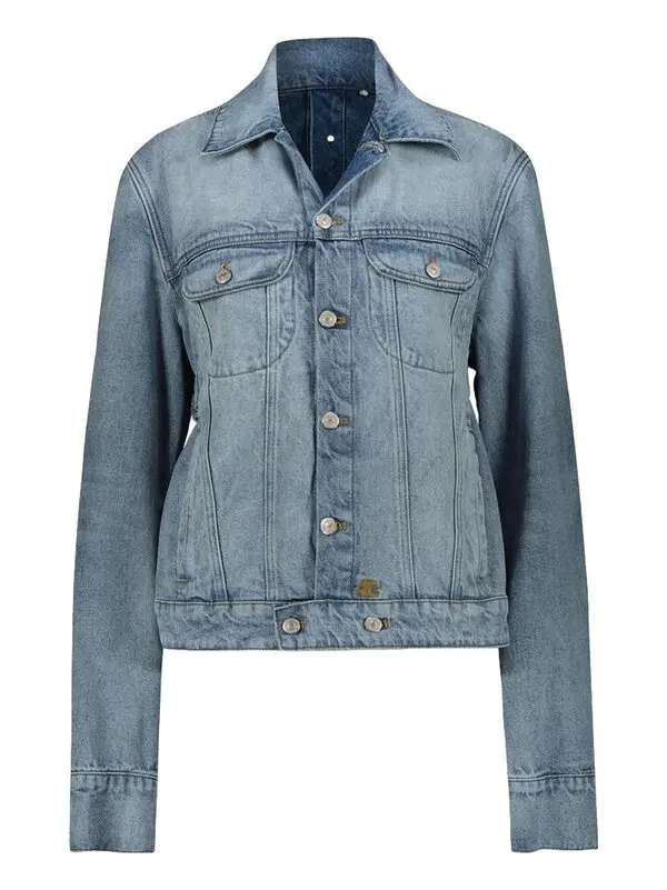 COURREGES Denim Jacket With Opening Back - Blue