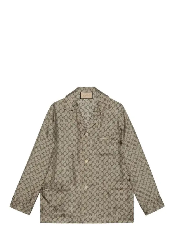 Gucci Gg Printed Silk Shirt - Beige
