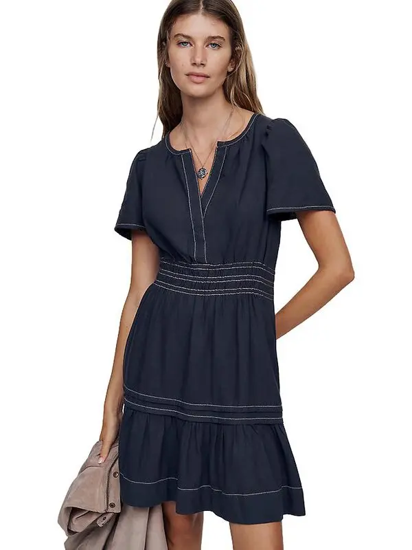 THE SOMERSET COLLECTION BY ANTHROPOLOGIE Somerset 100% Cotton Denim Mini Dress - Phantom