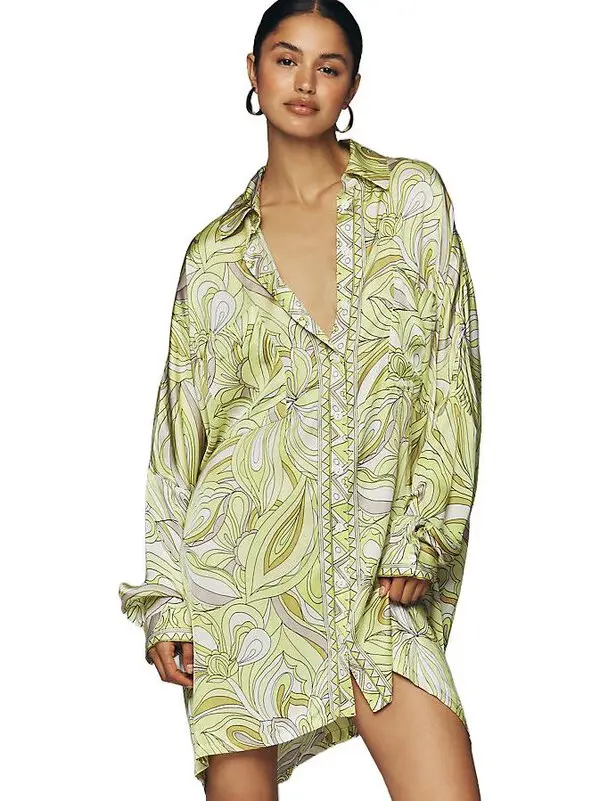 COREY LYNN CALTER Long-sleeve Printed Shirt Dress - Yellow Pattern