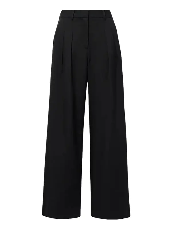 LoveShackFancy Adams Pleated Wide-leg Pants - Black