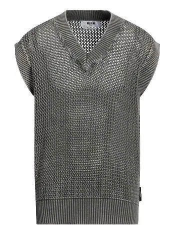 MSGM Two-tone V-neck Knit Sweater - Grey