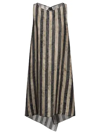 Masnada Midi Flared Striped Dress - Grey