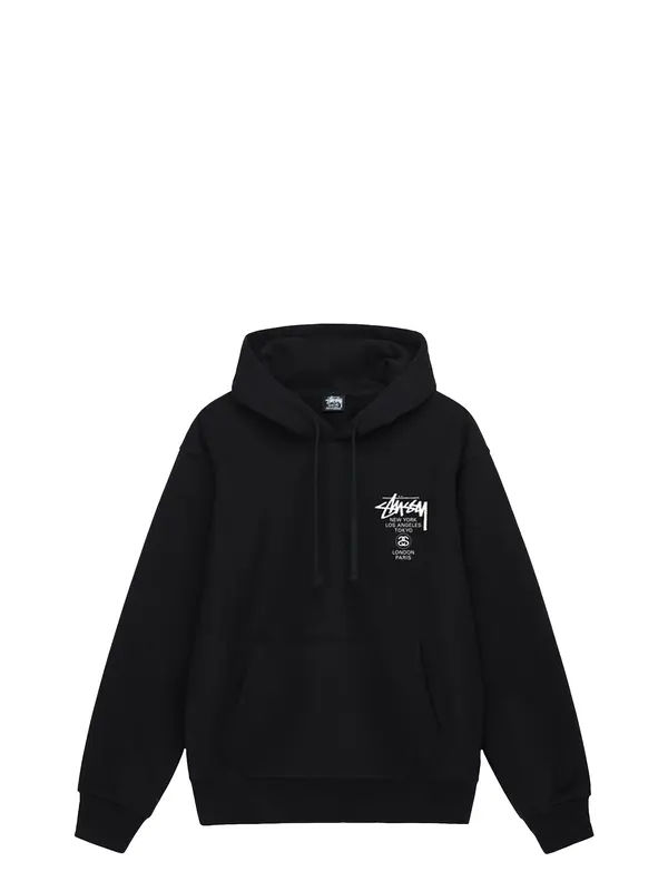 StÜssy World Tour Printed Hoodie - Black