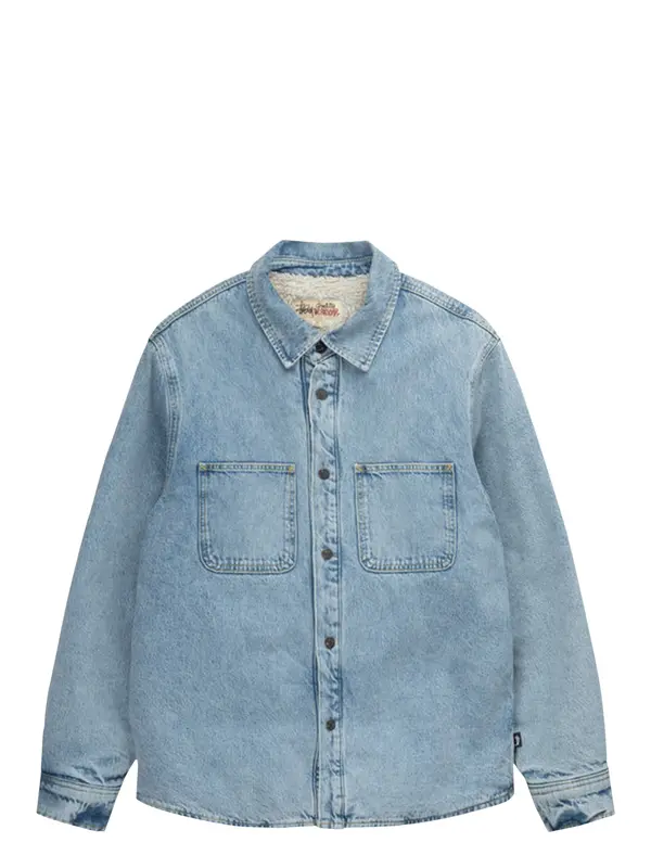 StÜssy Sherpa Lined Denim Shirt 'stone Washed - Blue