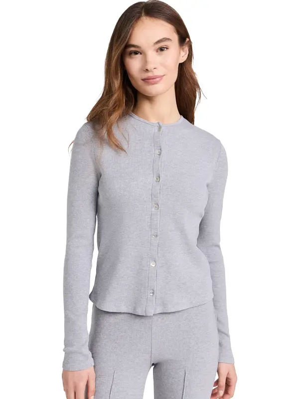 Donni. Ribbed Cardigan Sweater - Heather Grey
