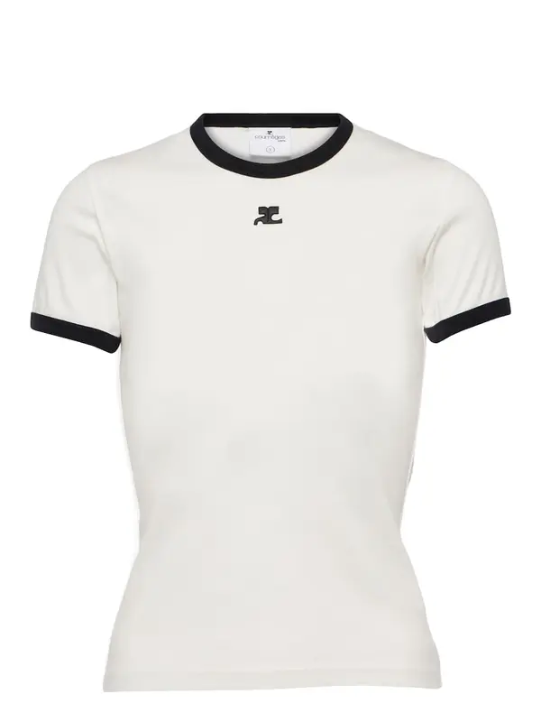 COURREGES Courrèges Logo Cotton Jersey T-shirt - White