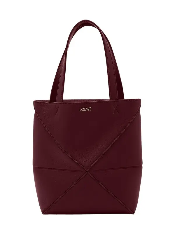 Loewe Puzzle Fold Mini Tote Bag - Dark Burgundy