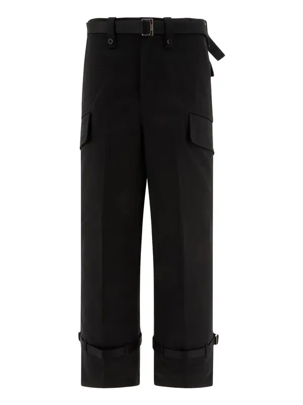 Sacai Belted Straight Leg Trousers - Black