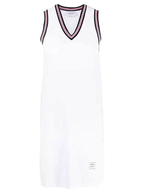 Thom Browne V-neck Sleeveless Dress - White