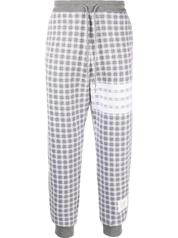 Thom Browne Checked Jacquard Track Pants - Grey
