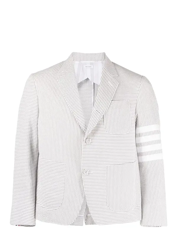 Thom Browne Striped Single-breasted Blazer - Grey
