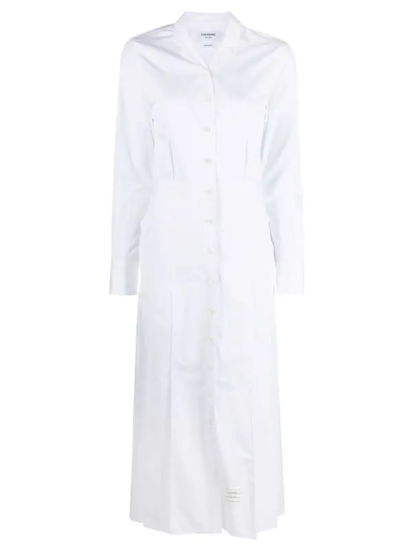 Thom Browne Pleated Shirtdress - White