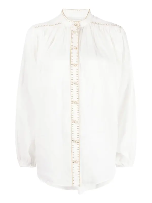 Zimmermann Junie Stitch-detail Ramie Blouse - White