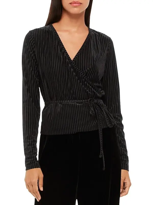 Whistles Textured Velvet Top - Black