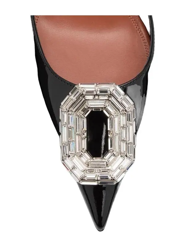 Amina Muaddi Camelia Ombre Patent Halter Pumps - Black
