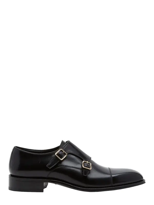 TOM FORD Claydon Leather Double-monk Strap Loafers - Black