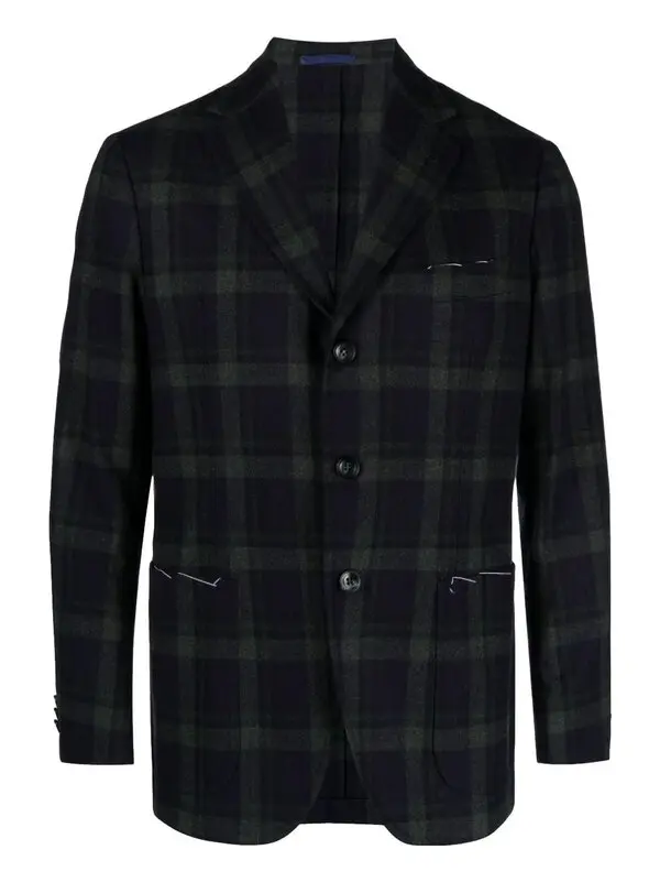 SARTORIO NAPOLI Plaid-check Virgin Wool Blazer - Grey