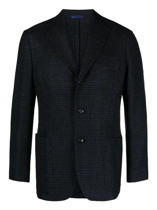 SARTORIO NAPOLI Plaid-check Wool Blend Blazer - Black